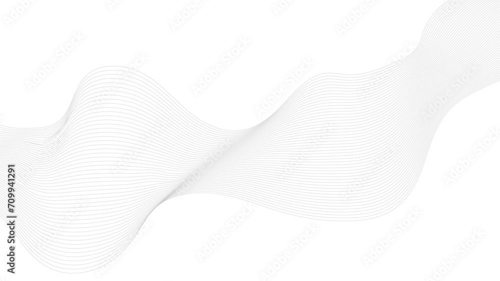Abstract grey wave lines on transparent background. Technology, data ...