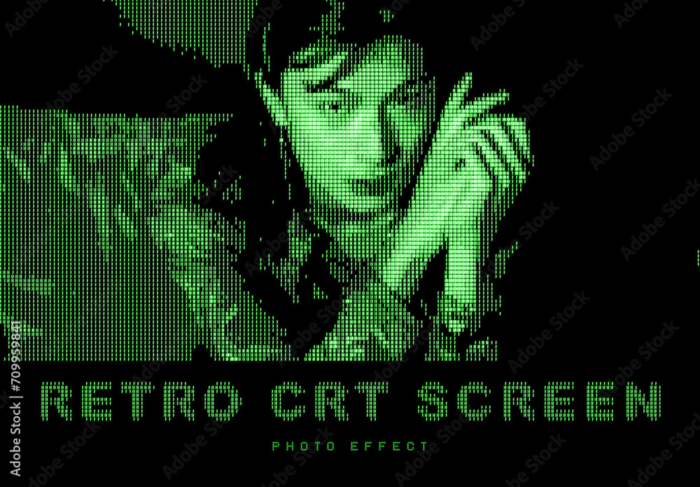 Retro CRT Monitor Screen Photo Effect Mockup Stock Template | Adobe Stock