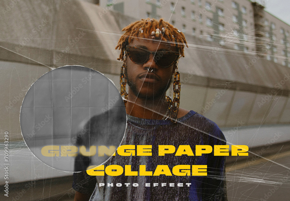 Grunge Paper Collage Photo Effect Mockup Stock Template | Adobe Stock
