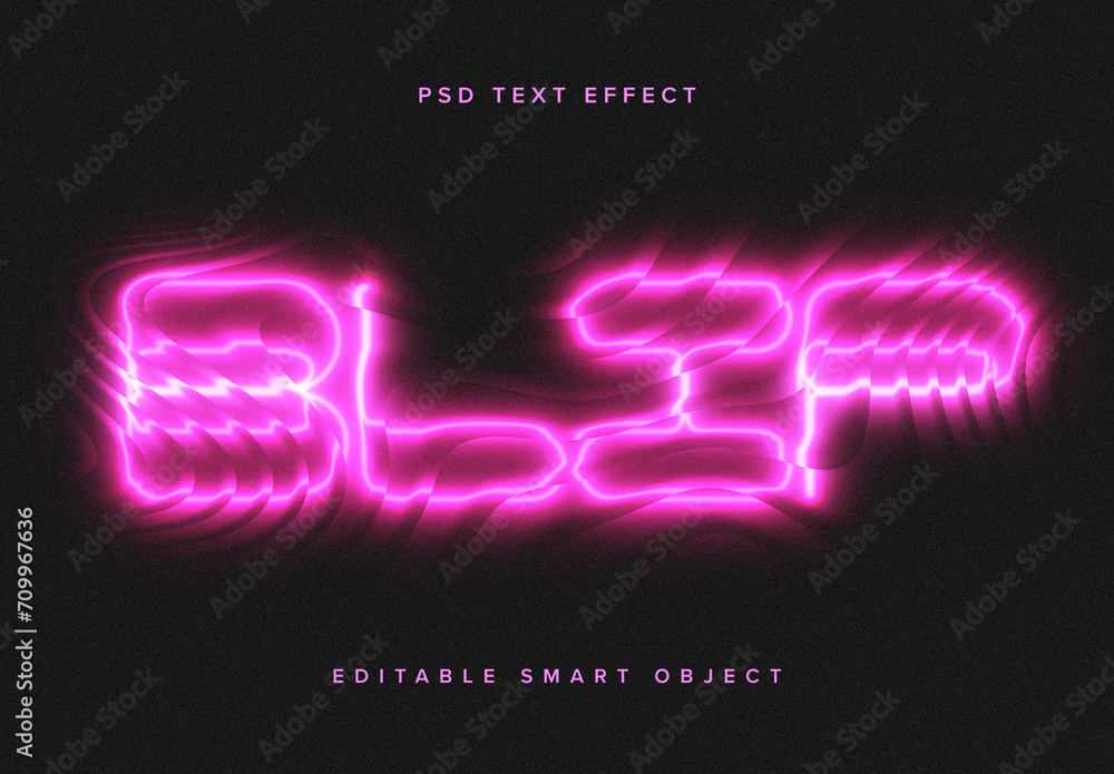 Displaced Bright Neon Text Effect Mockup Stock Template | Adobe Stock