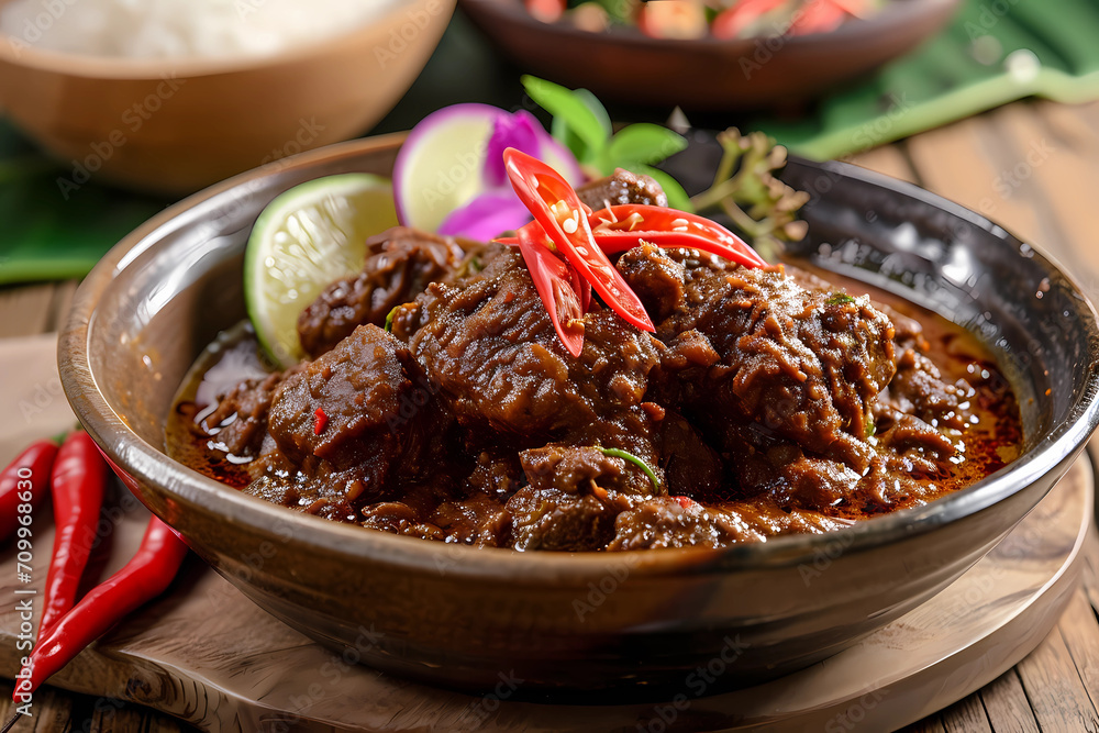 Rendang, a traditional Indonesian dish, is a slow-cooked and richly ...