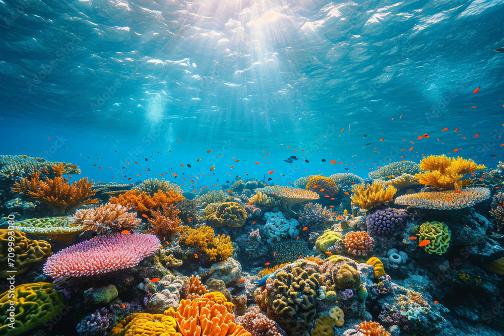The Great Barrier Reef in Australia, a stunning underwater scene ...
