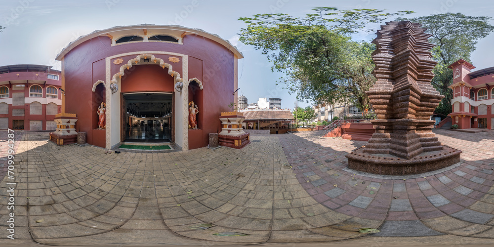 full hdri 360 panorama near hindu temple of goddess laxmi with gopuram ...