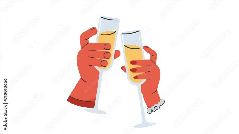 Toast cheers.Couple are holding wine glasses.Man and woman clinking and ...