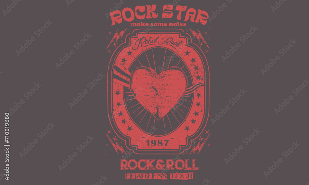 Rock star music poster design. Rock and roll vintage print design ...