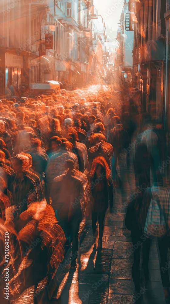 artistic crowd of people on the street using a low shutter speed ...