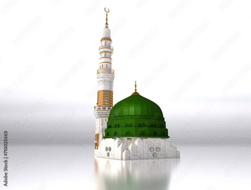 Masjid Nabawi - Prophet Mosque in Madinah al-Munawwarah 3d Illustration ...