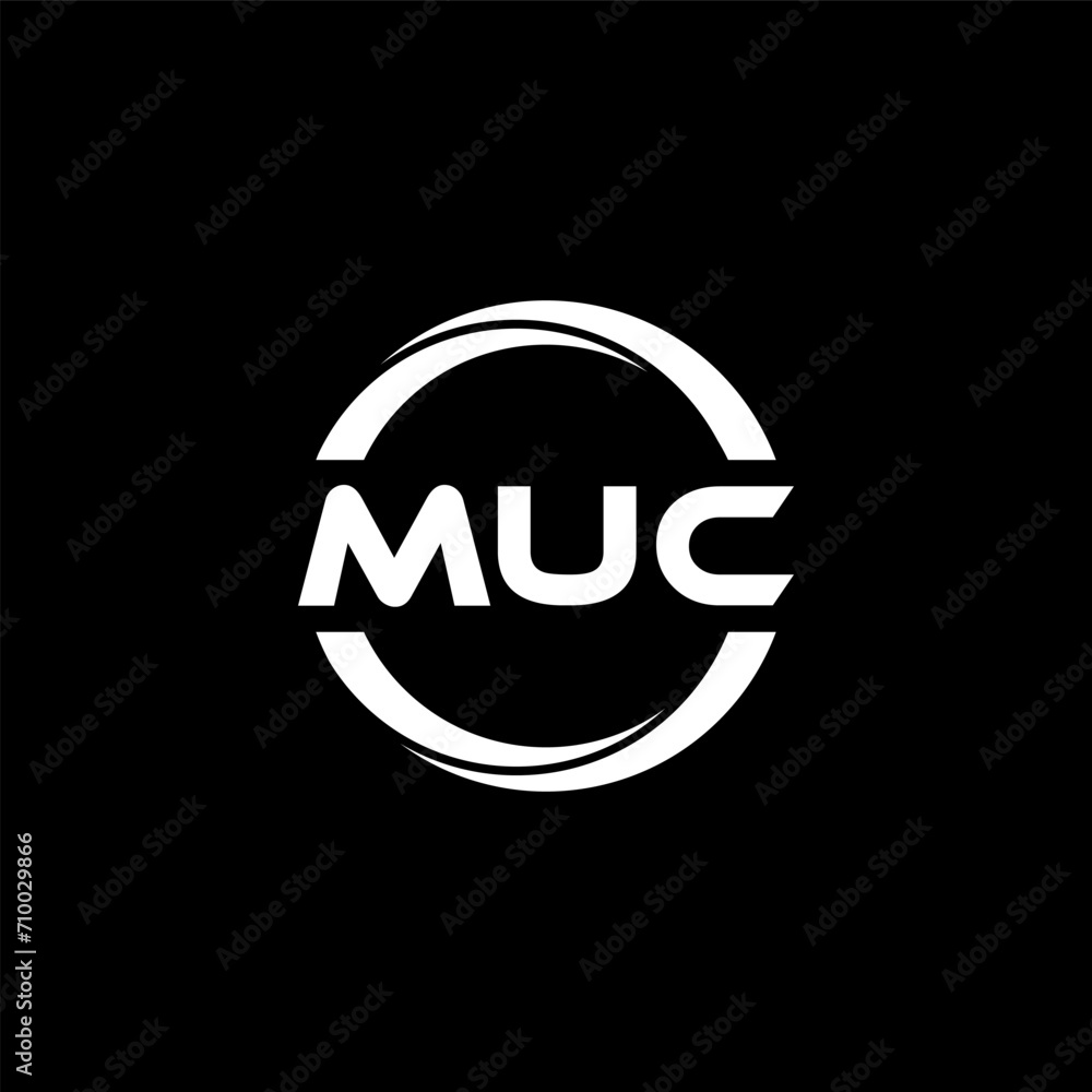 MUC letter logo design with black background in illustrator, cube logo ...