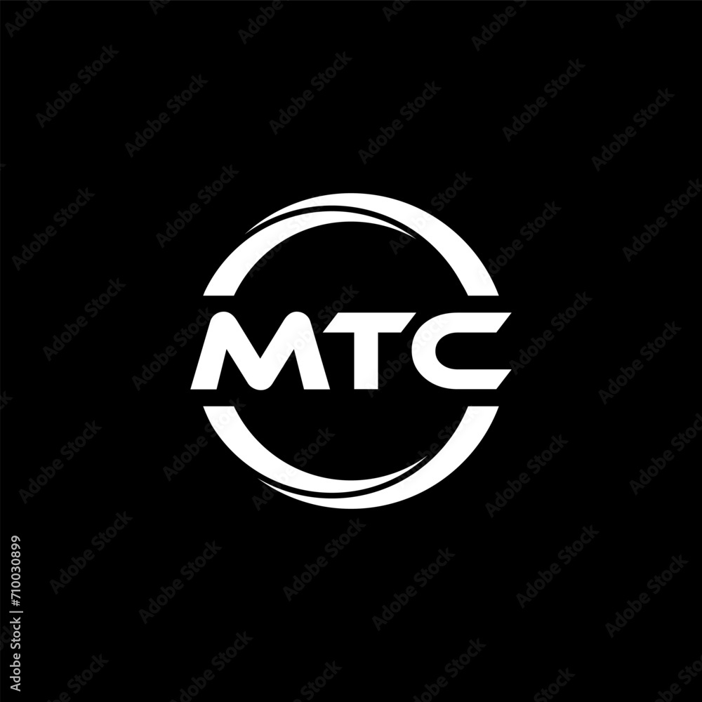 MTC letter logo design with black background in illustrator, cube logo ...