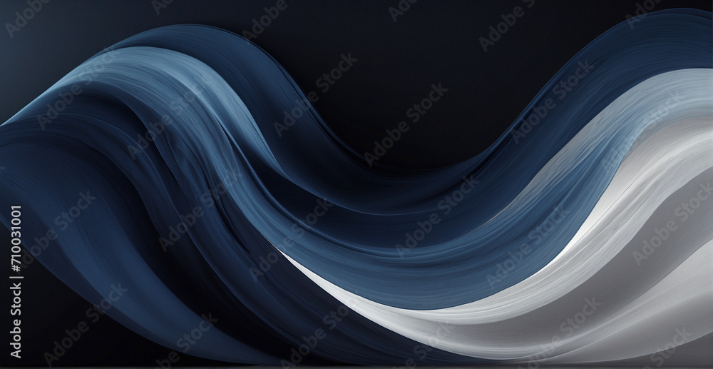 Dark nevi blue abstract color gradient wave on white black background ...