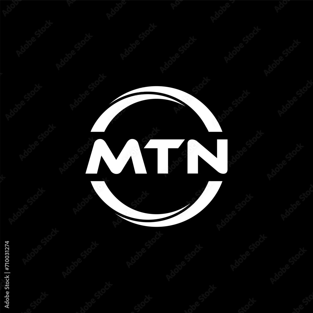MTN letter logo design with black background in illustrator, cube logo ...