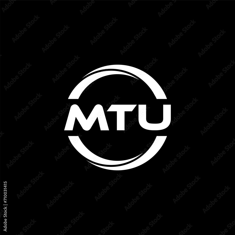 MTU letter logo design with black background in illustrator, cube logo ...