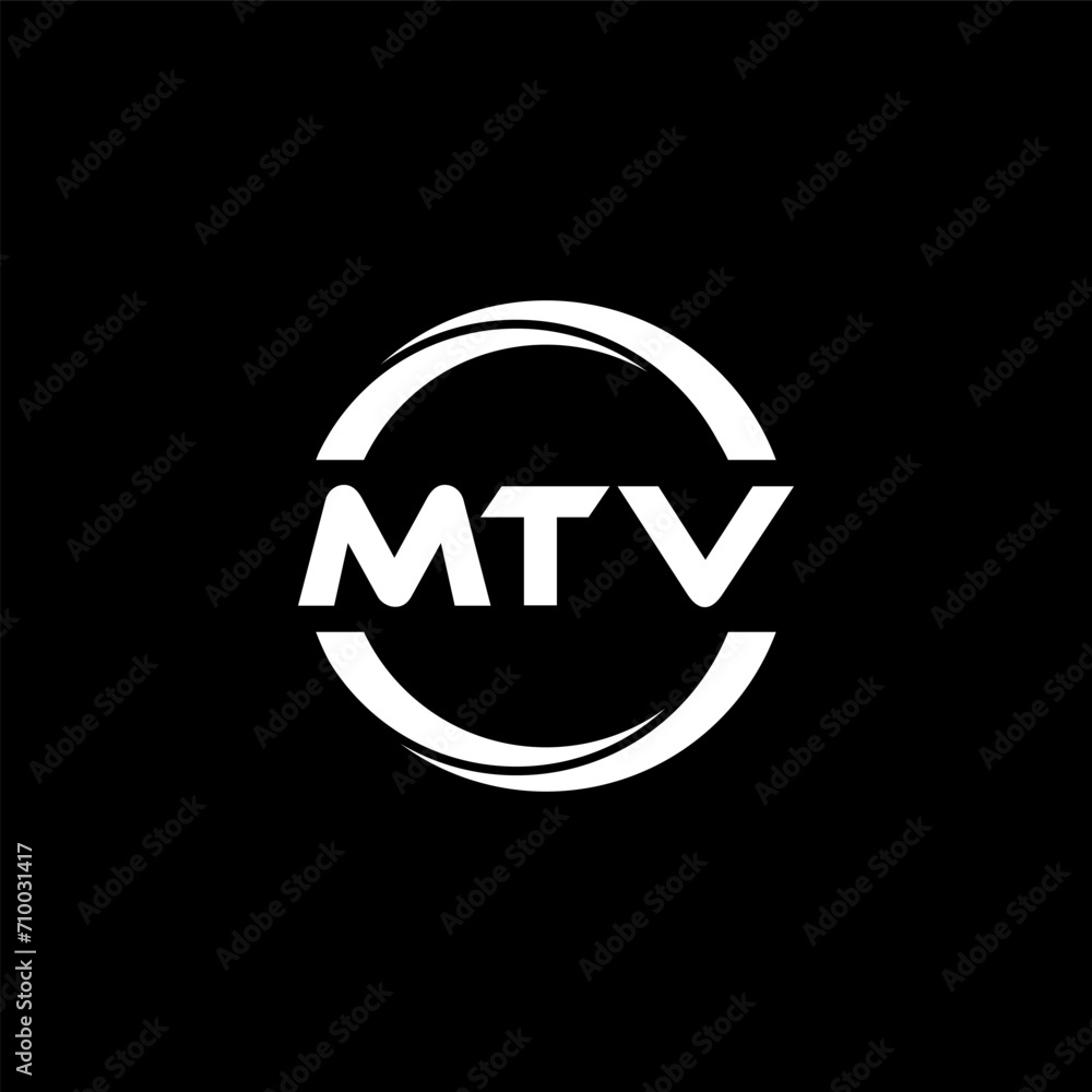 MTV letter logo design with black background in illustrator, cube logo ...
