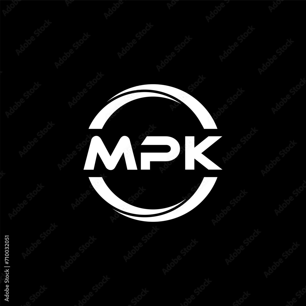 MPK letter logo design with black background in illustrator, cube logo ...