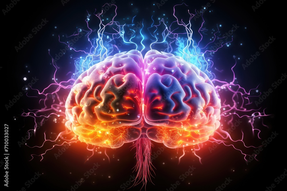 human brain light axon with fire, long-term memory, storage of ...