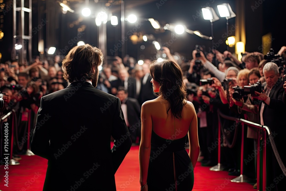 Celebrity Couple on Red Carpet at Star-Studded Premiere Event Stock ...