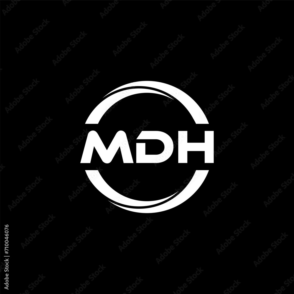 MDH letter logo design with black background in illustrator, cube logo ...