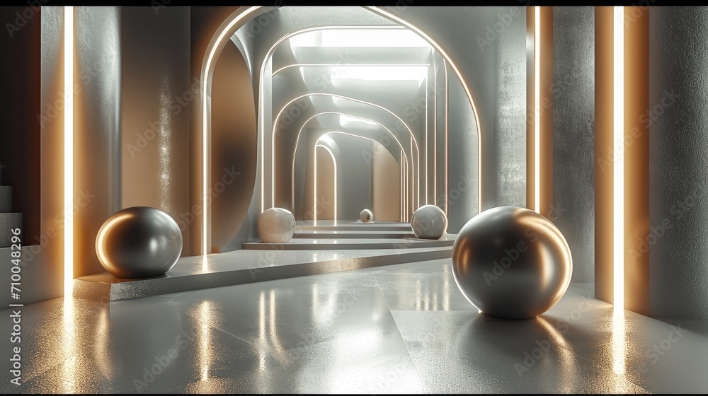 Use sleek and futuristic geometric shapes as the main design elements ...