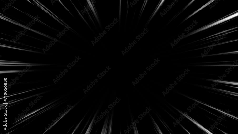 Anime speed line background animation on black. Radial Comic Light ...