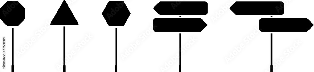 Signpost, direction icon isolated vector. Road traffic signs set. Board ...