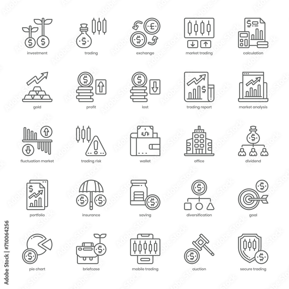 Stock Trading icon pack for your website design, logo, app, and user ...