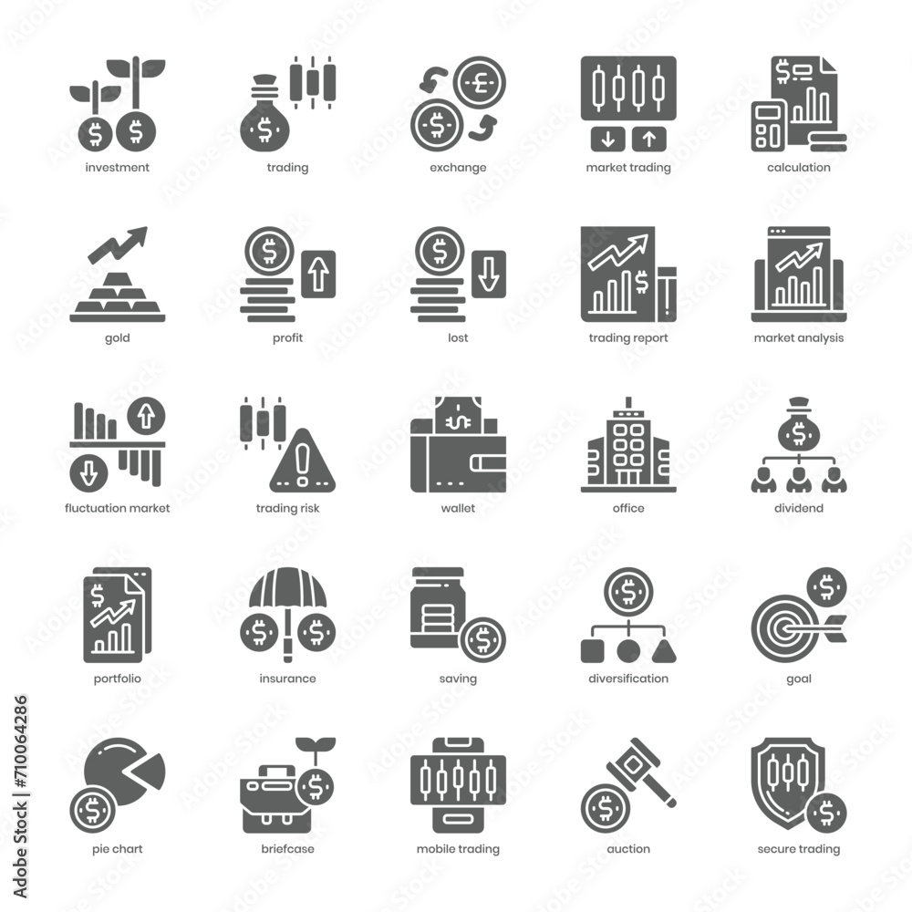 Stock Trading icon pack for your website design, logo, app, and user ...