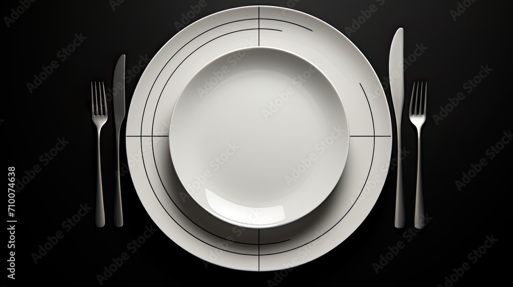 cutlery plate, negative space around the plate to highlight the modern ...