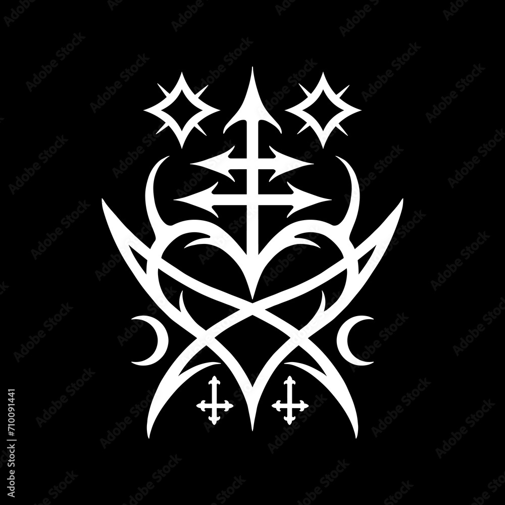 Heart Pentagram Inverted Heartagram Sign, Symbol of love and hate ...