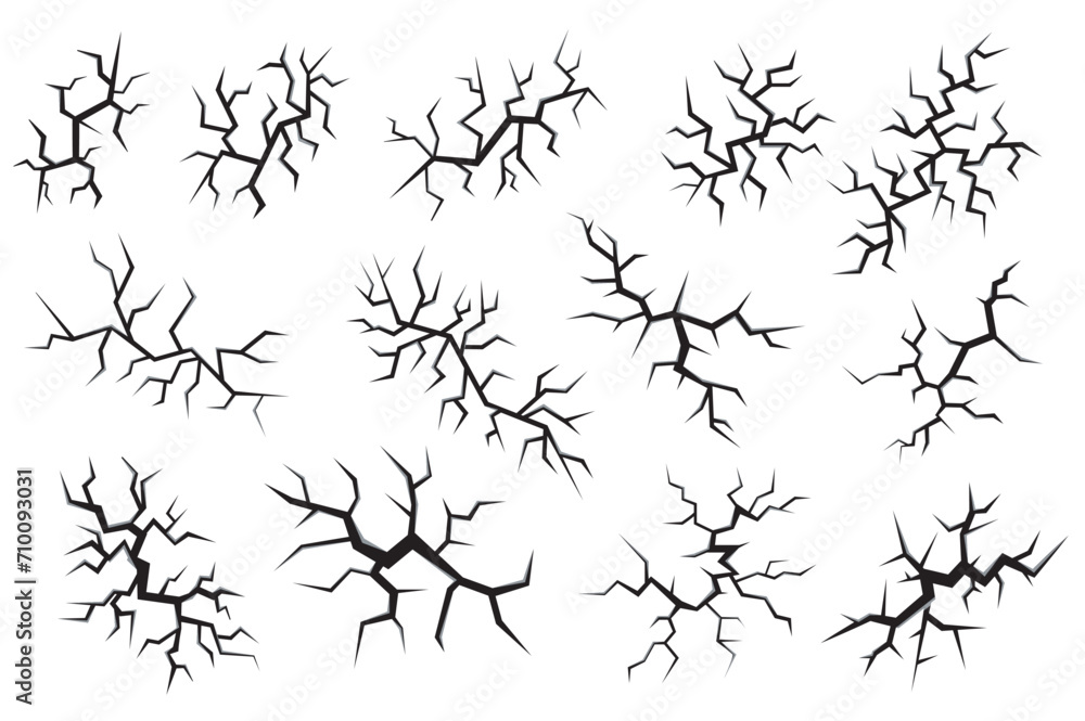 Vetor de Cracked effect mega set in flat design. Bundle elements of ...