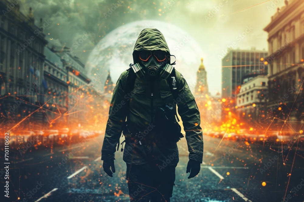 Visual representation of a city in chaos, with buildings in disarray ...