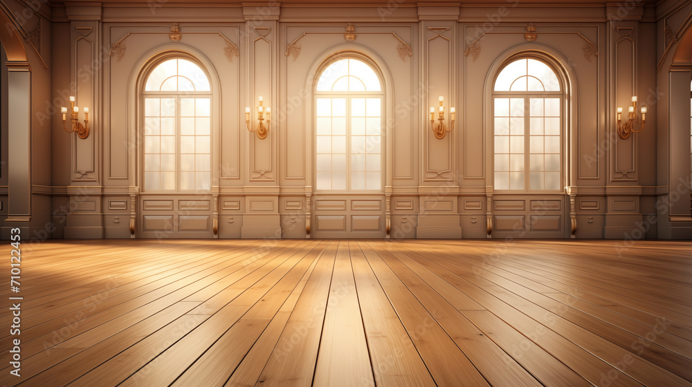 Classical empty room interior 3d render,The rooms have wooden floors ...