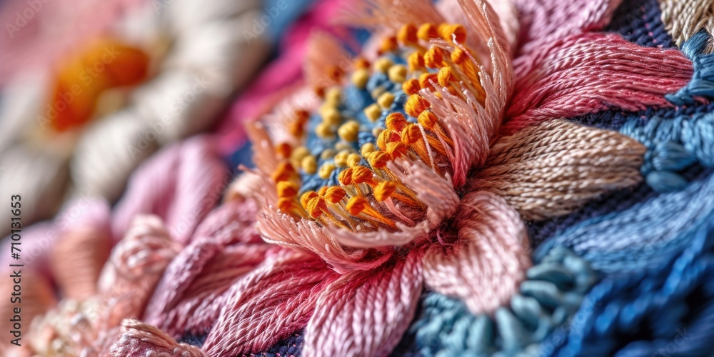 Detailed close-up of a beautifully crafted embroidery piece. Perfect ...