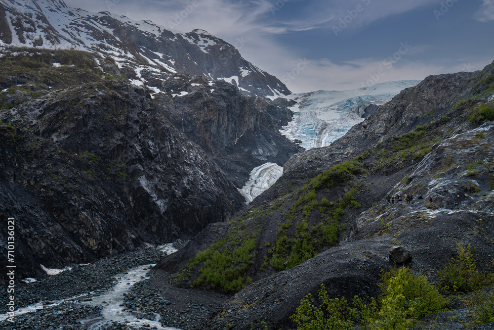 Exit Glacier at Kenai Fjords National Park. Exit Glacier is a glacier derived from the Harding ...
