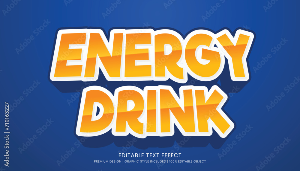 energy drink editable 3d text effect template bold typography and ...