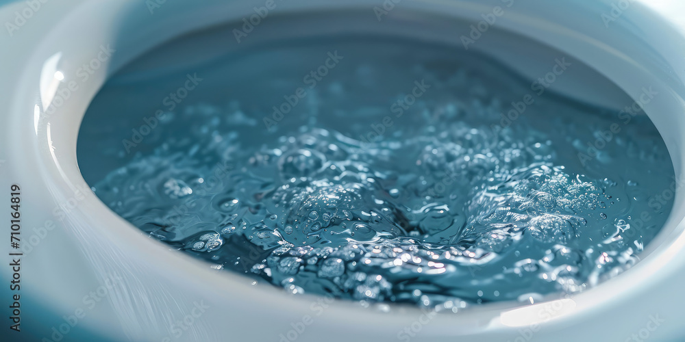 Dynamic Water Splash in Toilet Bowl. Close-up of a vigorous water ...