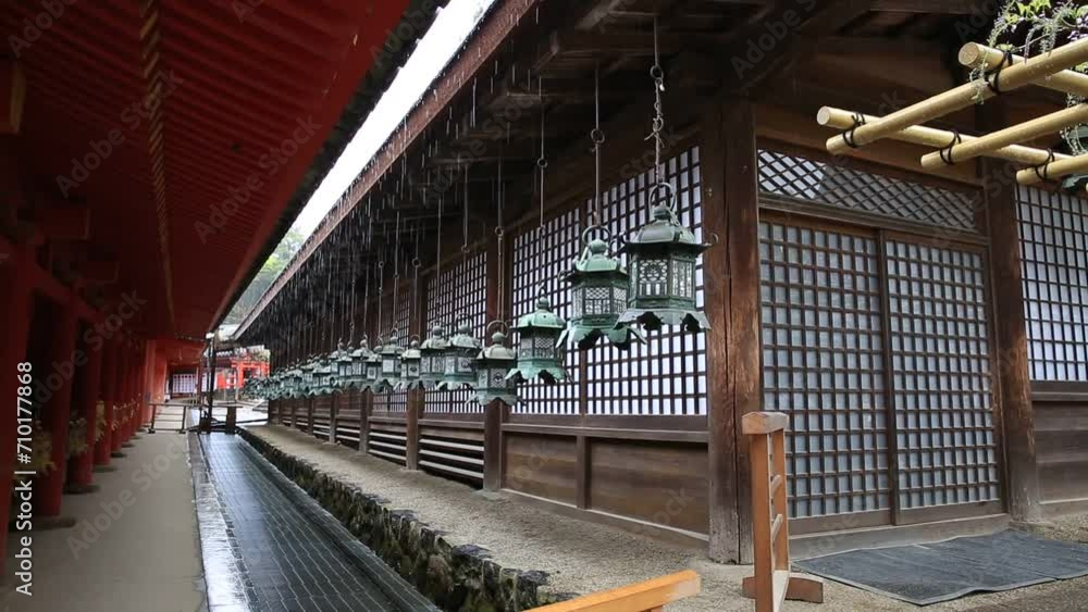 Row of bronze lanterns of Kasuga-Taisha Shrine in Nara, Japan. Kasuga ...
