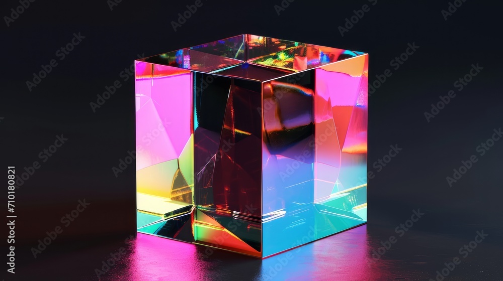 3d crystal glass cubes with refraction and holographic effect isolated ...