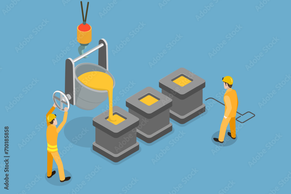 3D Isometric Flat Vector Illustration of Industrial Steel Production ...