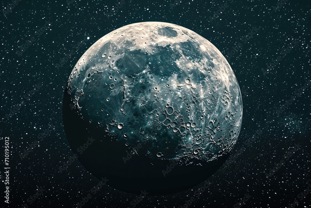 Amidst the vastness of outer space, a spherical planet with a radiant ...