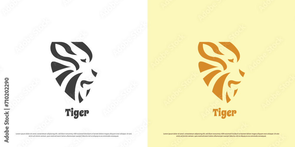 Tiger head logo design illustration. Silhouette shadow animal face ...