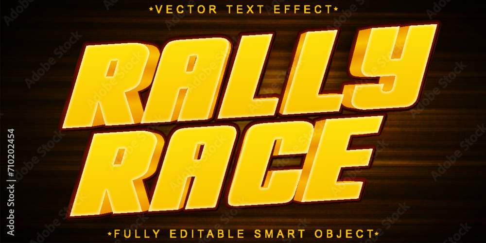 Cartoon Rally Race Game Vector Fully Editable Smart Object Text Effect ...