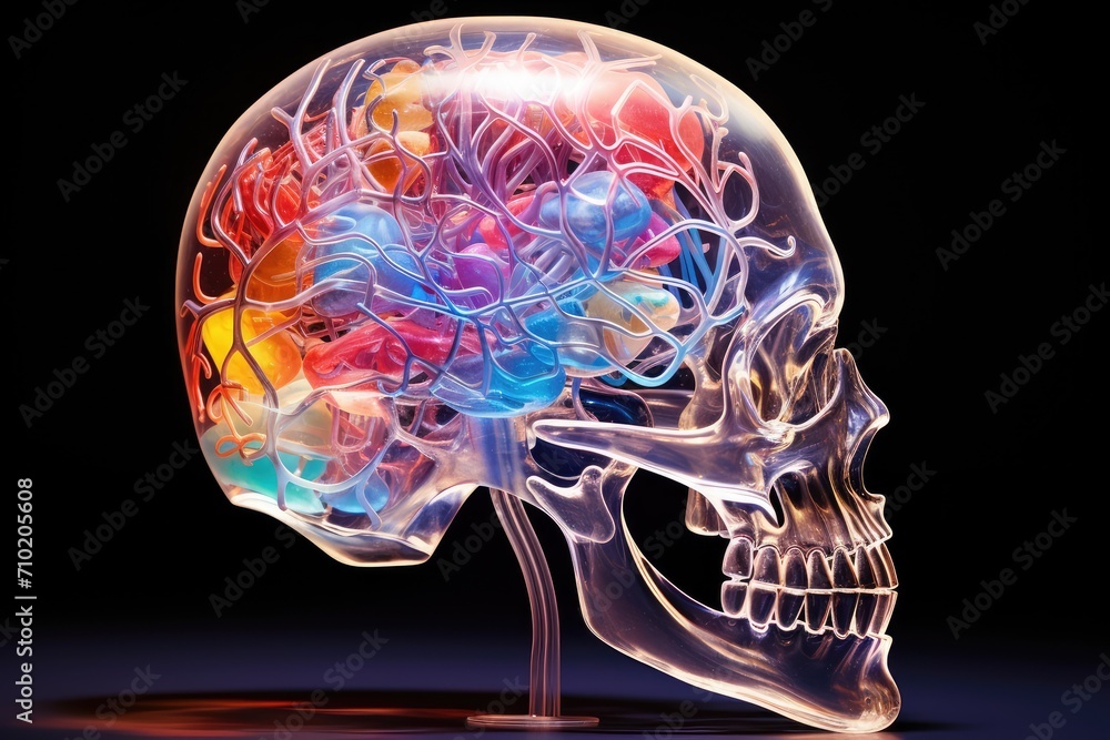 Skull and head anatomy, cranium, pate, and crossbones. Utilizing X-ray ...