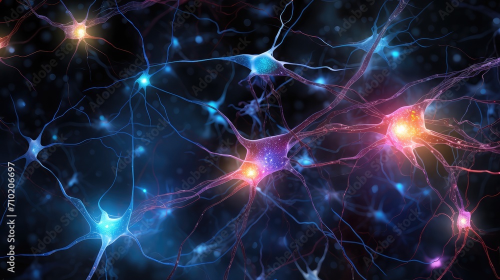 Neuronal human brain axon mind x-ray network: neurons, synapses, brain ...