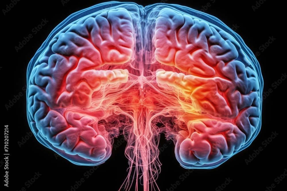 Fractal colorful light brain illustration, educational research ...