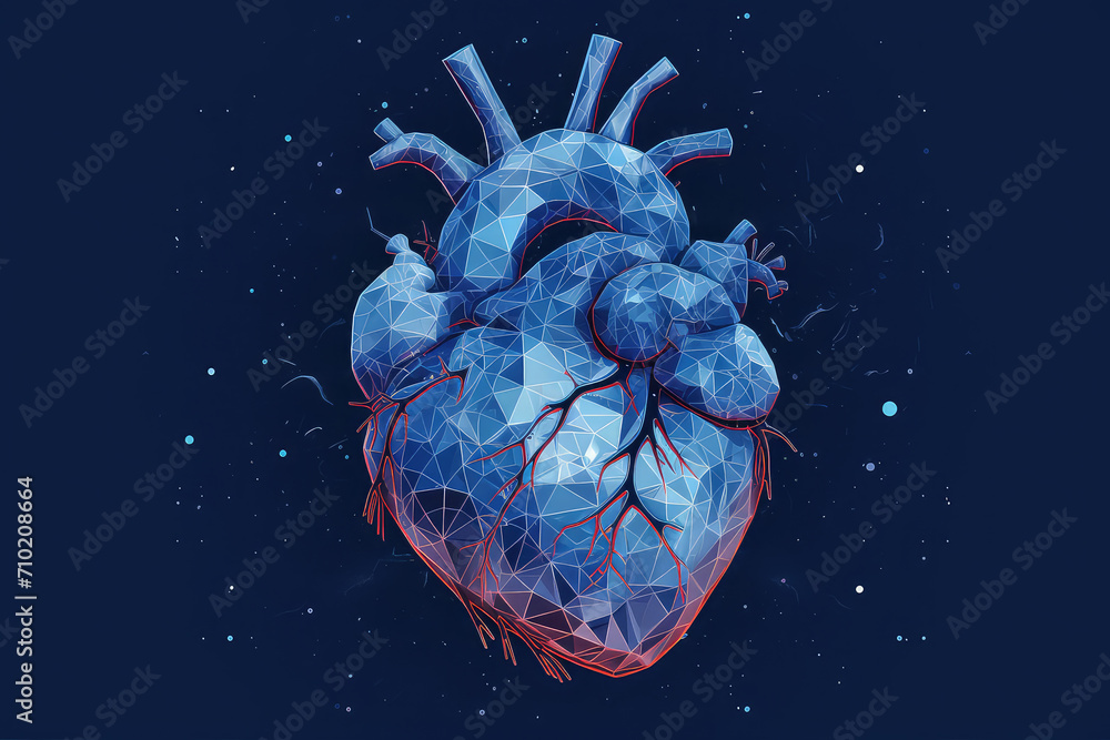 Abstract blue human heart. Heart anatomy. Healthcare medical concept ...