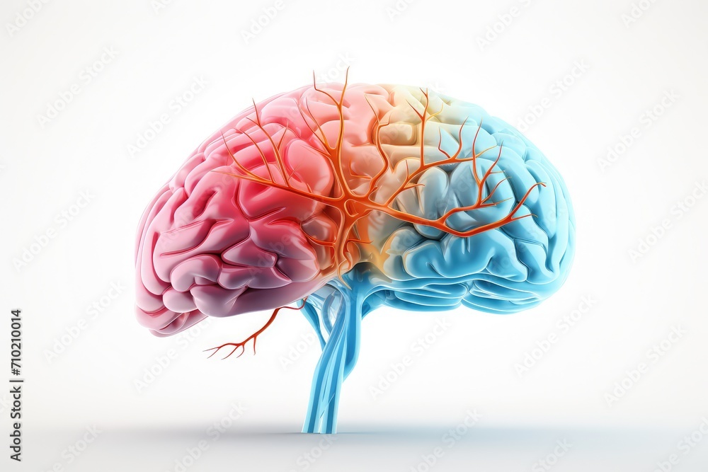 Colorful 3D Brain Axon Illustration Vector on White Background, Human ...