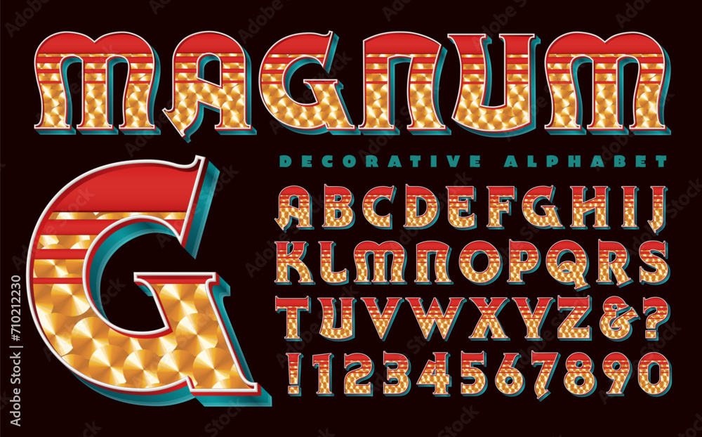 Magnum is a super ornate decorative alphabet, with gold leaf burnished ...