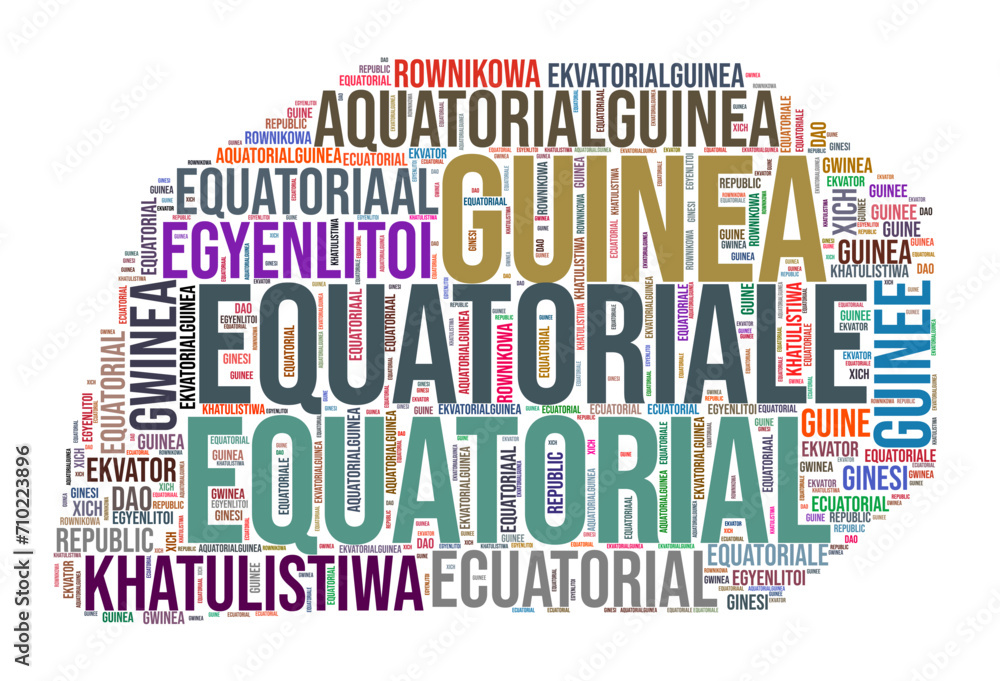 Equatorial Guinea country shape word cloud. Typography style country ...