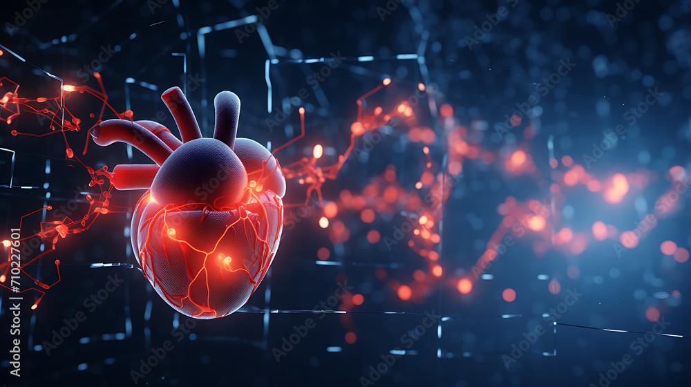 Heartbeat line transforming into a digital AI code, AI role in real ...
