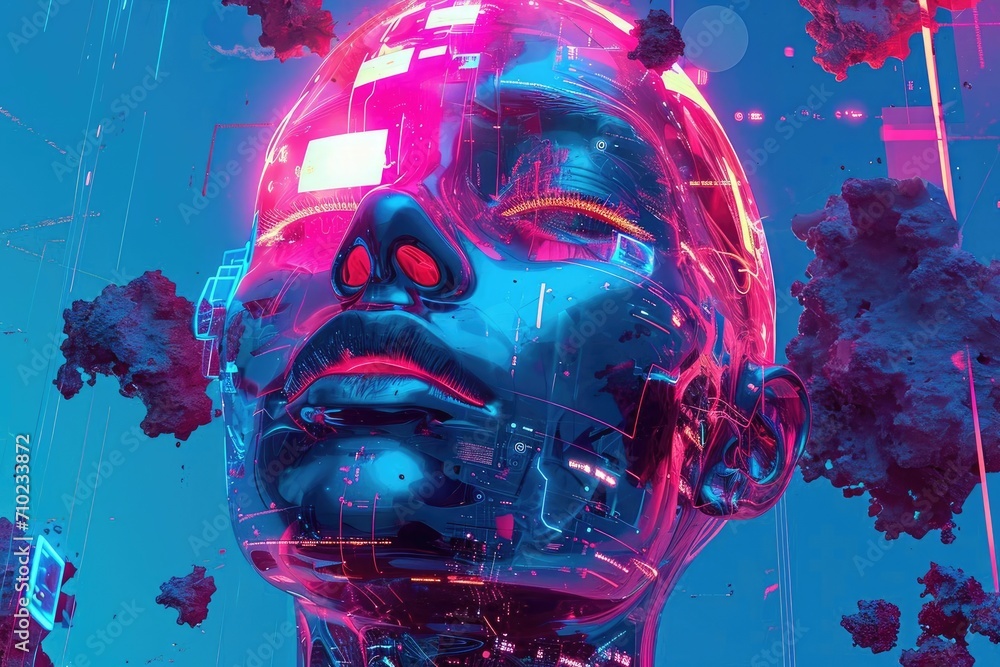 Digital illustrations and graphic designs with futuristic and ...